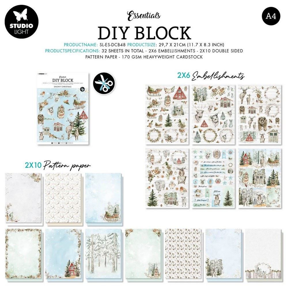 Blocco di cartoncini Snowy Christmas A4 - Mondo Fai da Te