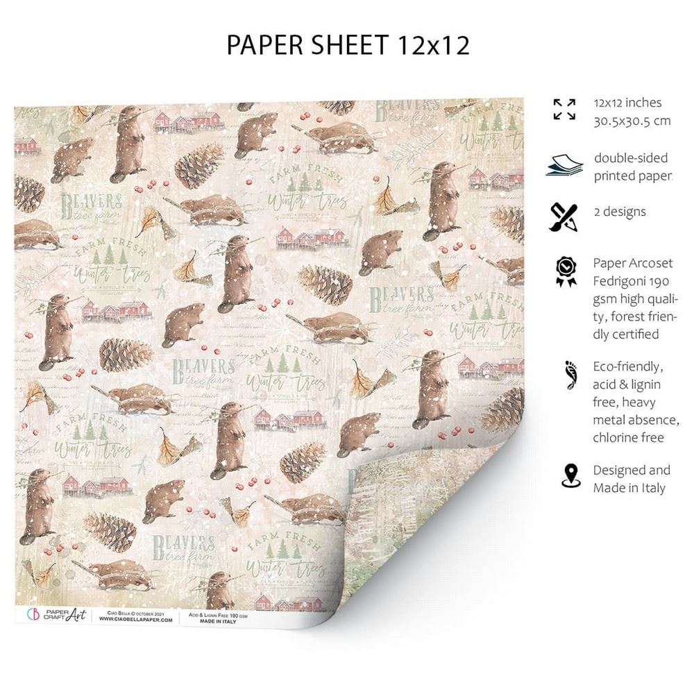 Carta Scrap Beavers Tree Farm The Gift of Love - Mondo Fai da Te