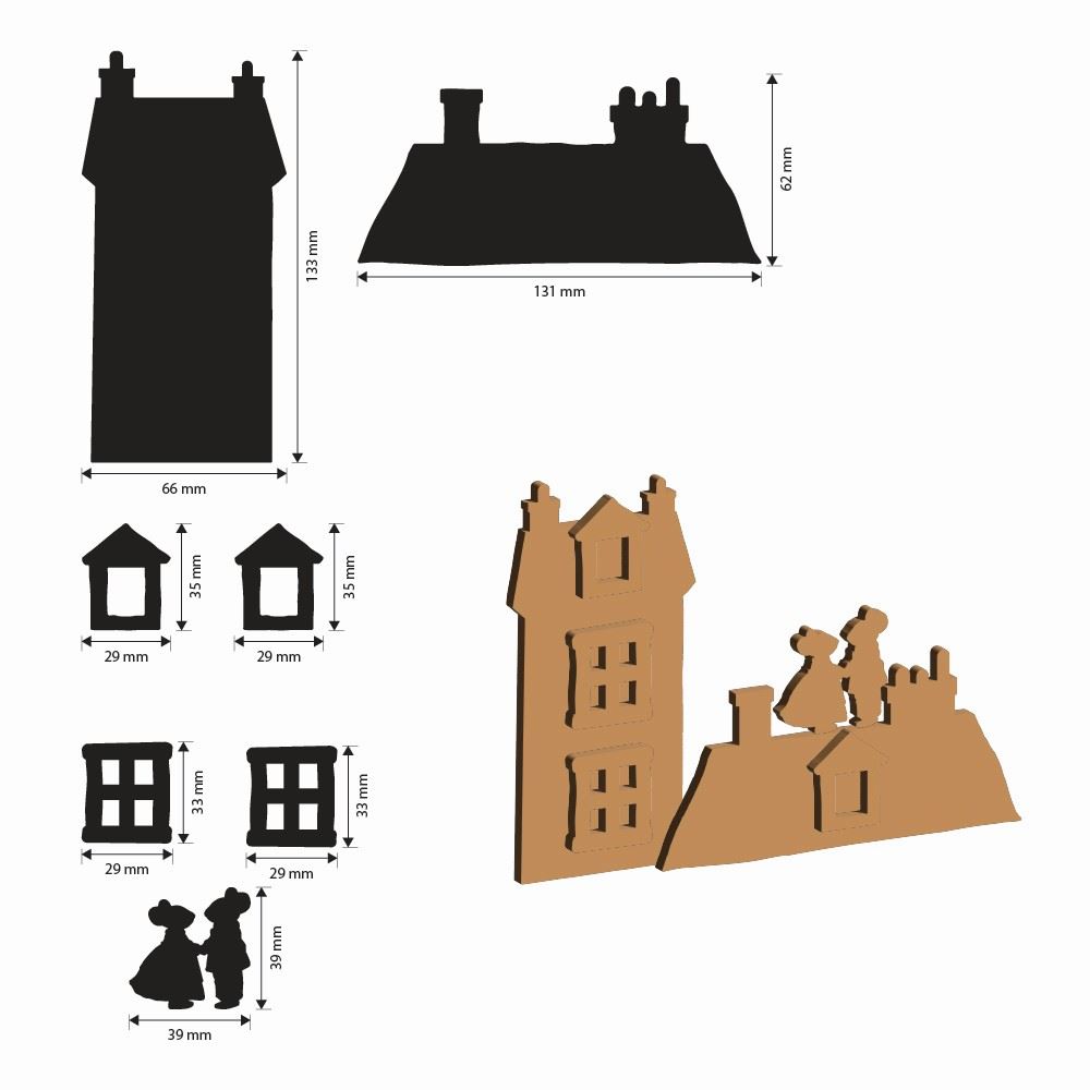 Sagoma Family casa e topolini in MDF - Mondo Fai da Te