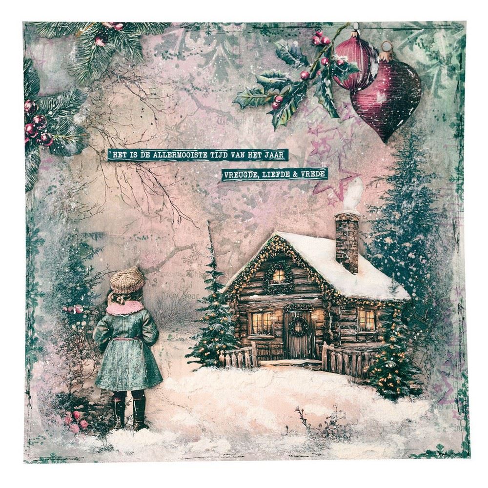 Stencil Christmas Blush Festive Damask - Mondo Fai da Te